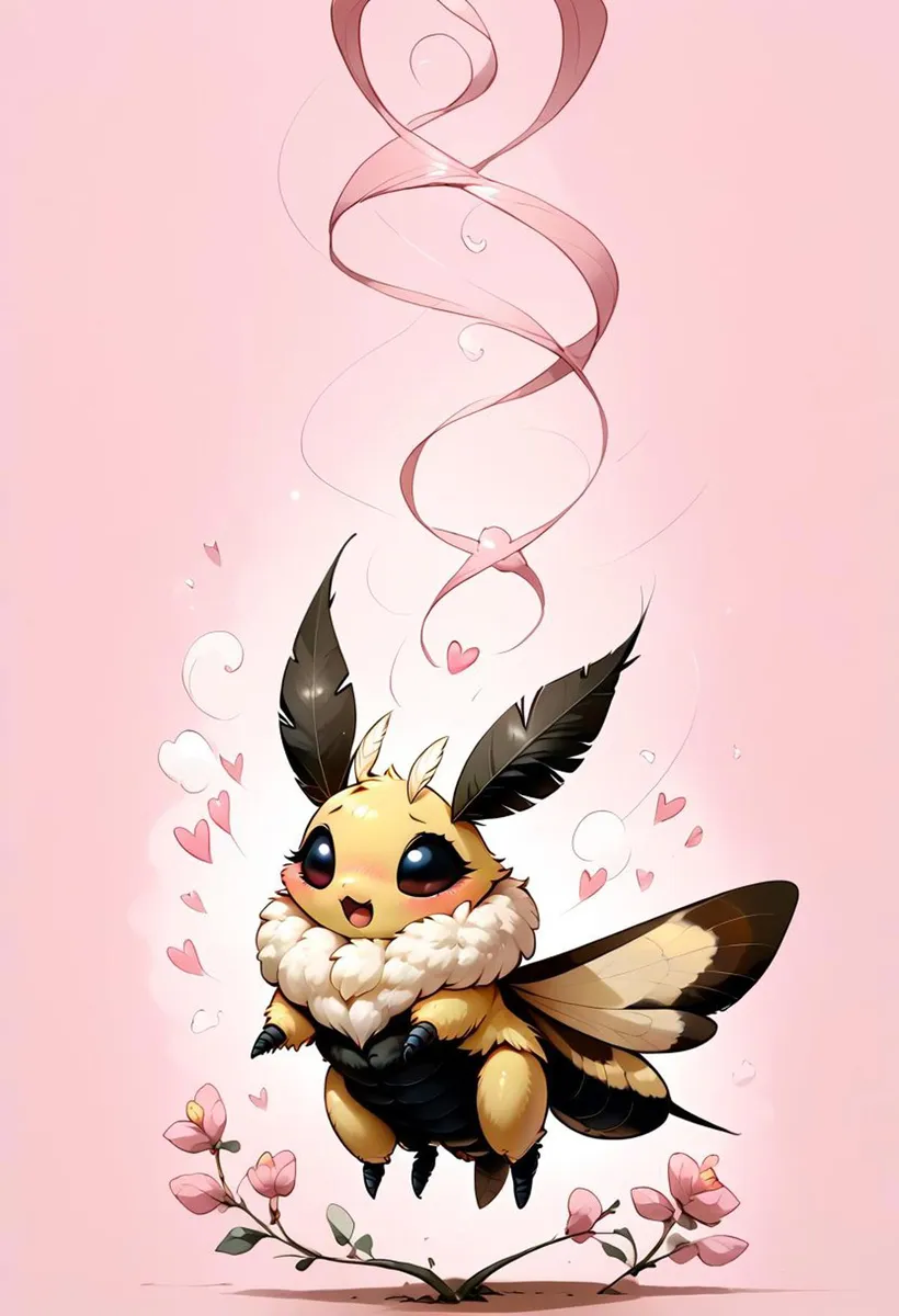 Adorable Anthropomorphic Moth on Pink Background - Diffus - Stable ...